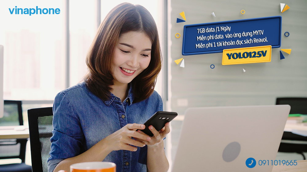Đăng ký sim kèm gói YOLO125V Vinaphone nhận ngay 7GB/Ngày